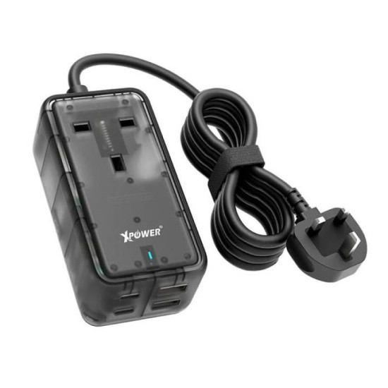 XPOWER 65W 5 Output Power Strip- Transparent Black — Future Store